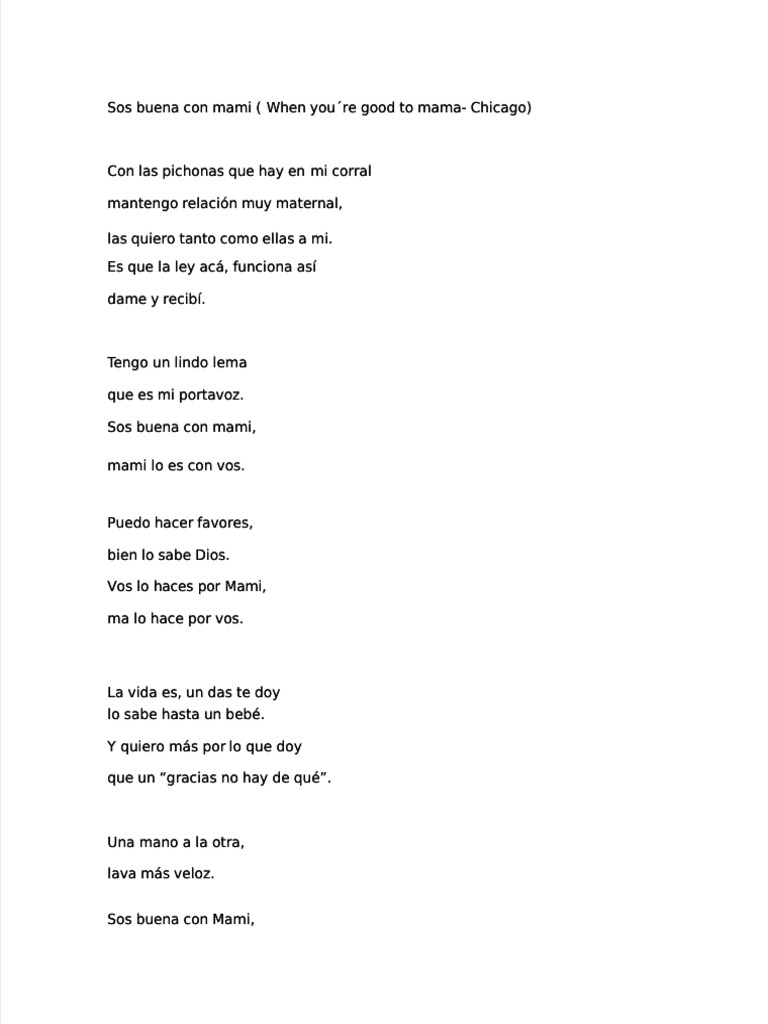 Si Sos Buena Con Mami Letra | PDF