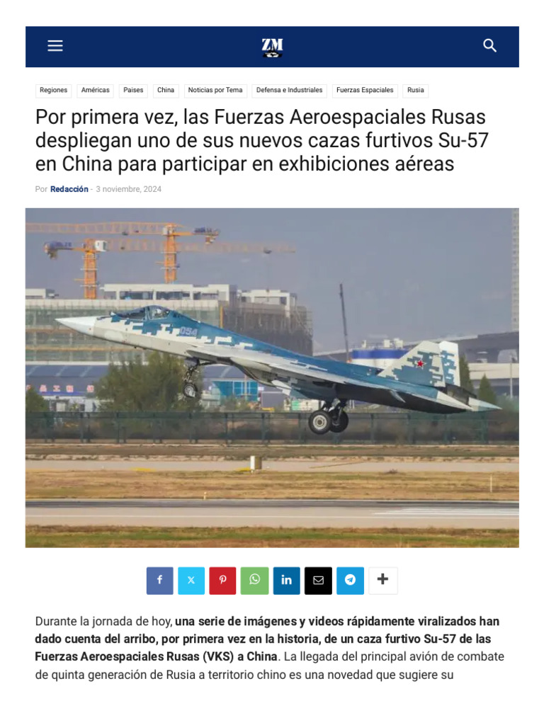 Por Primera Vez, Las Fuerzas Aeroespaciales Rusas Despliegan Uno de Sus Nuevos Cazas Furtivos Su ...