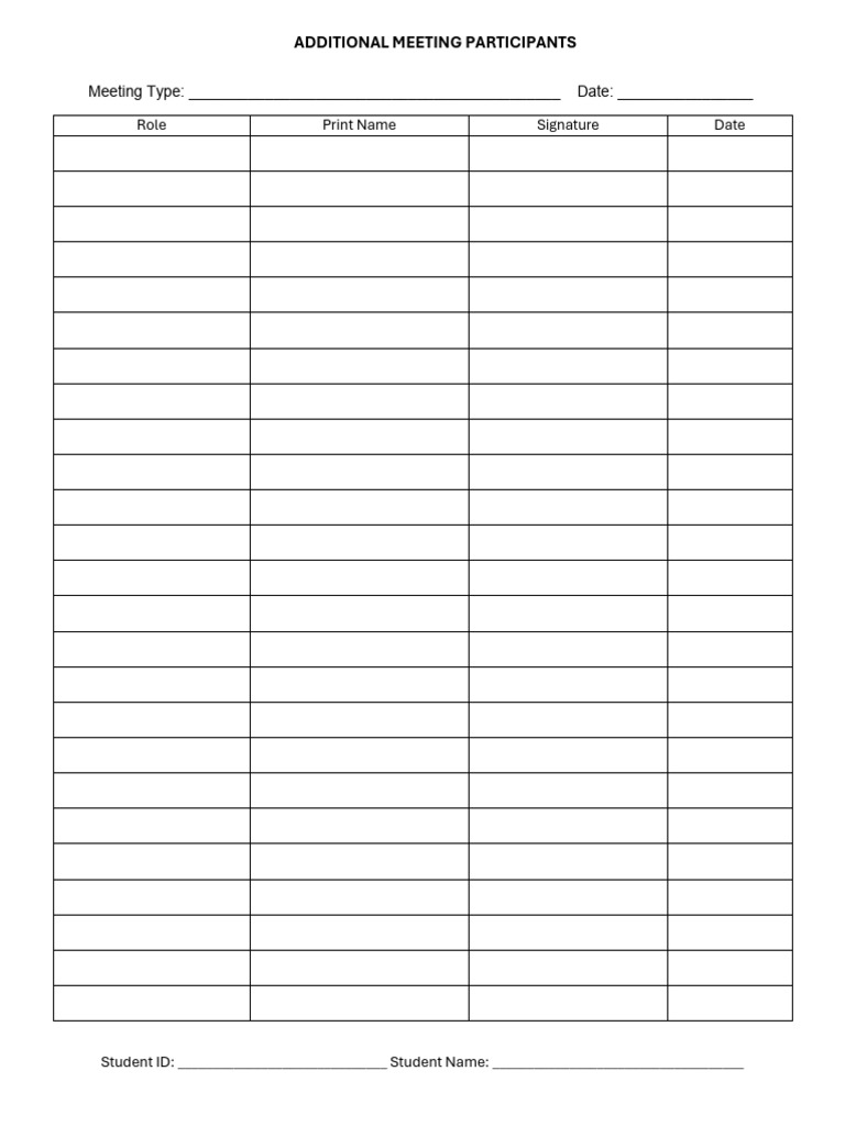 Additional Meeting Participants Form | PDF | Career & Growth | Social ...