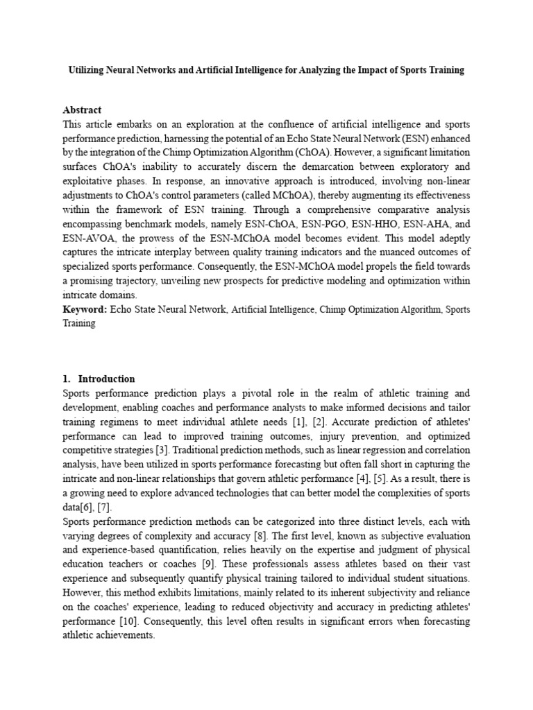 Utilizing Neural Networks and Artificial Intelligence For Analyzing The Impact of Sports ...