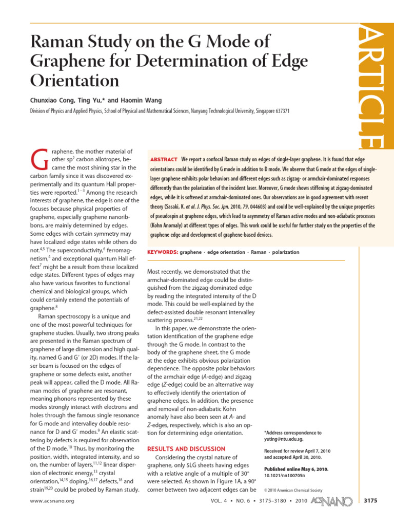 Raman Analysis of Graphene Edge Orientation | PDF | Graphene | Raman ...