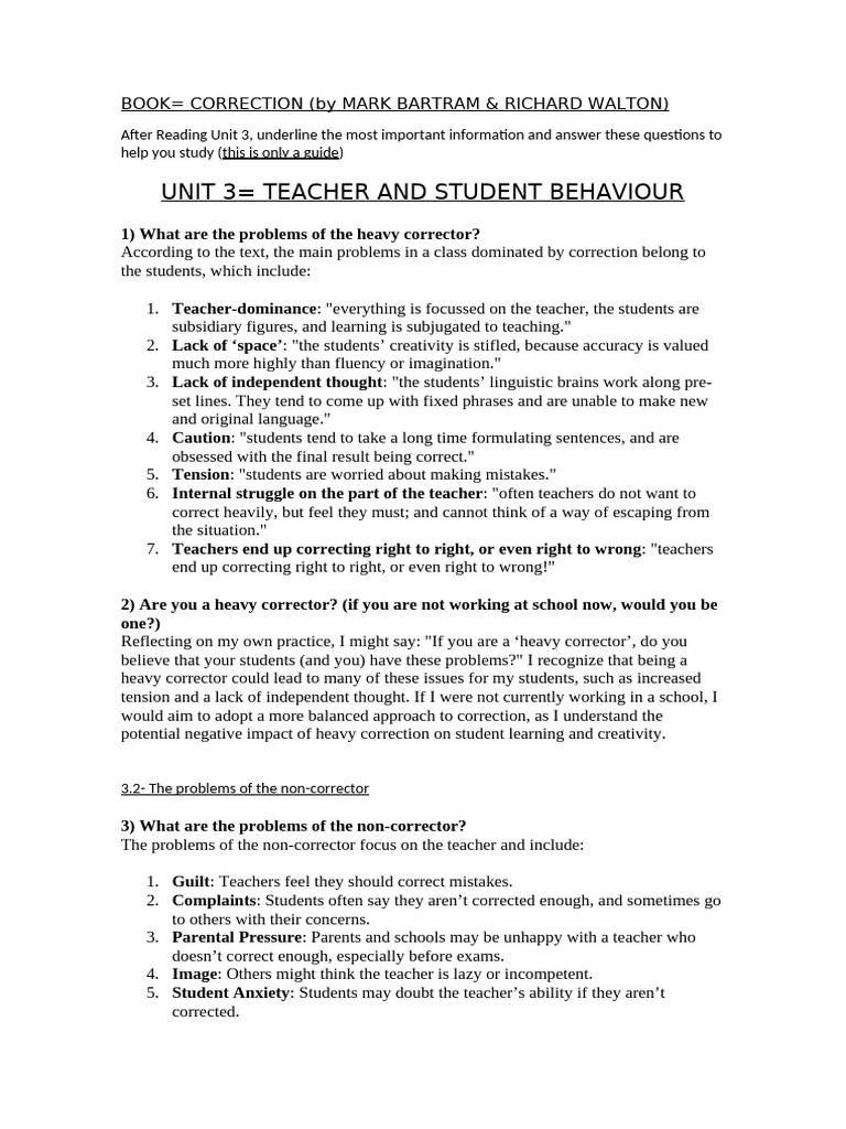 Unit 3 - Teacher and Student Behaviour | PDF | Teachers | Creativity