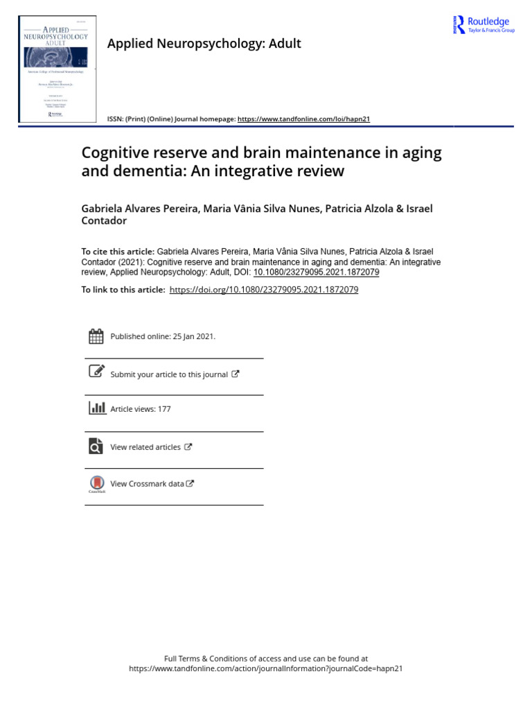 38 Cognitive Reserve and Brain Maintenance in Aging | PDF | Dementia | Brain
