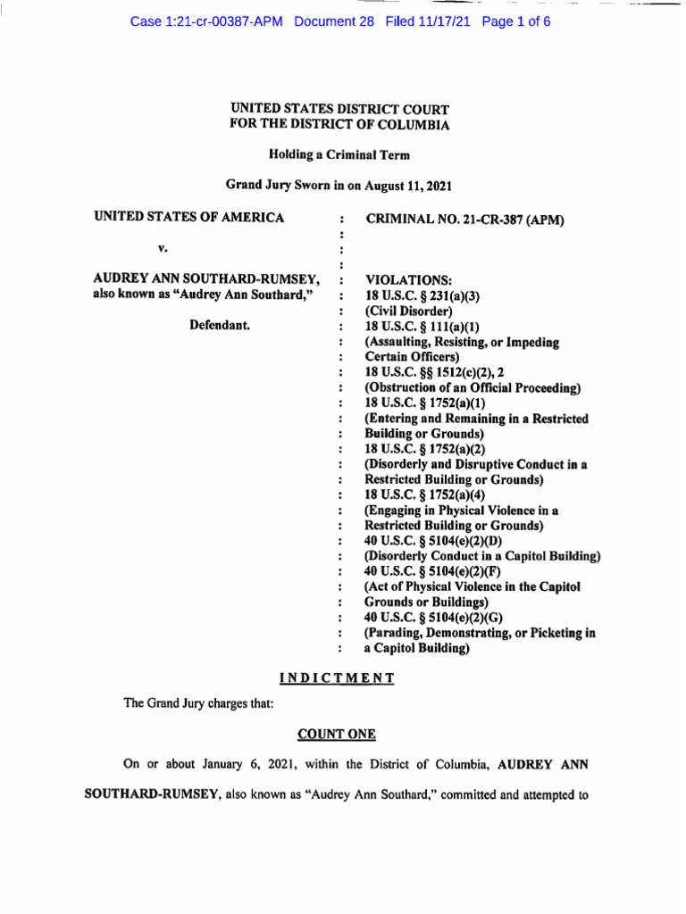 Southard Rumsey Ss Indictment 0 | PDF