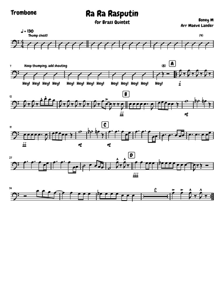 Ra Ra Rasputin: Trombone | PDF