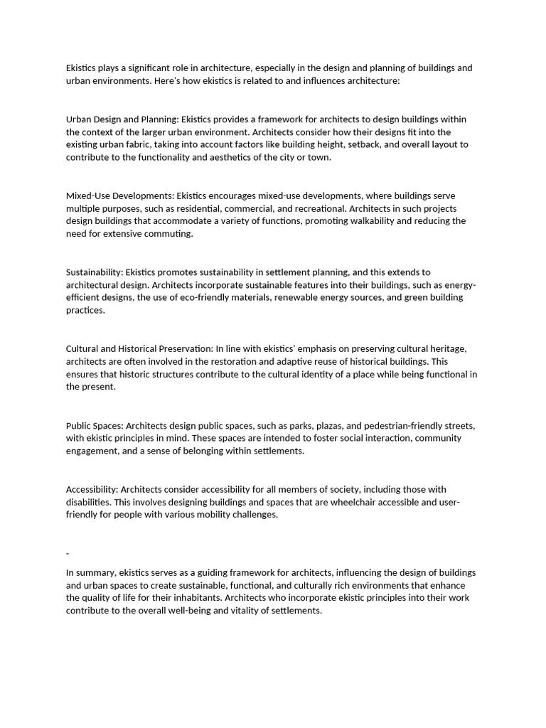 Ekistics Plays A Significant Role in Architecture | PDF | Home & Garden ...
