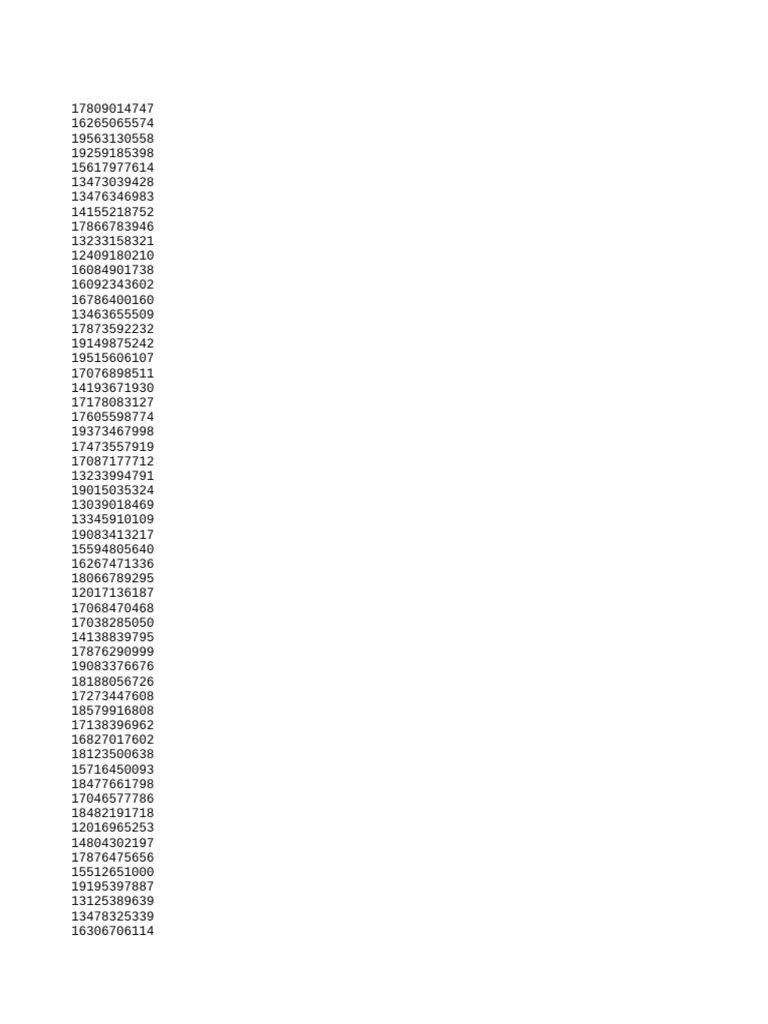 Unique Number List for Analysis | PDF