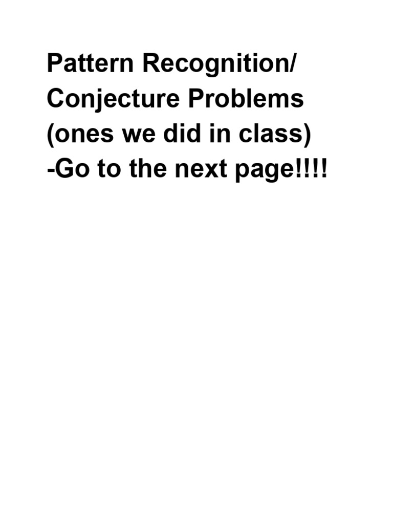 Pattern Recognition - Conjecture Problems (Ones We Did in Class) | PDF