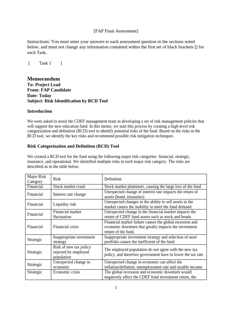 Risk Management Strategies for CDEF Fund | PDF | Financial Risk ...