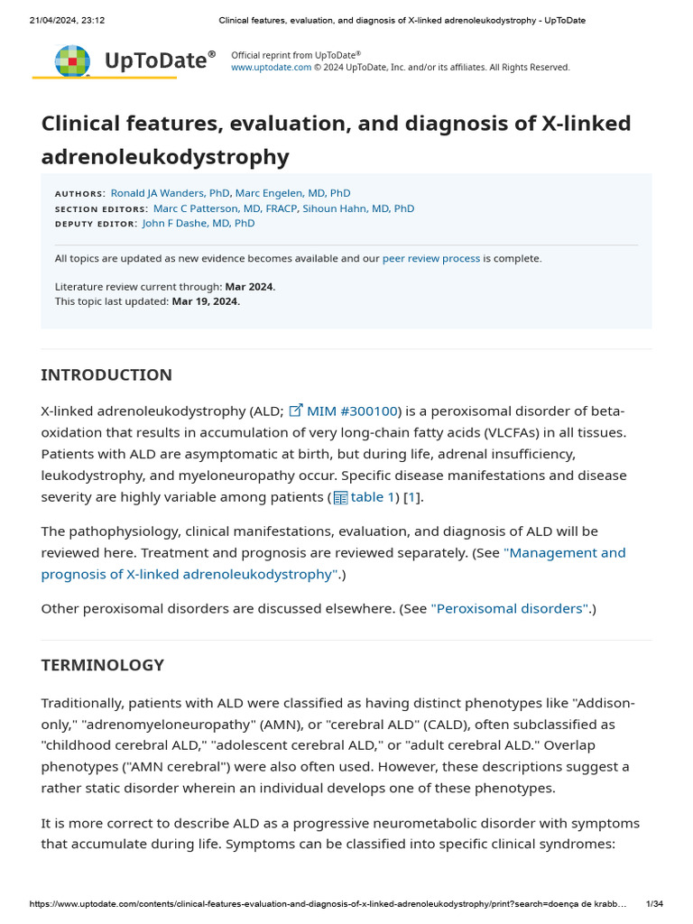 Clinical features, evaluation, and diagnosis of X-linked ...