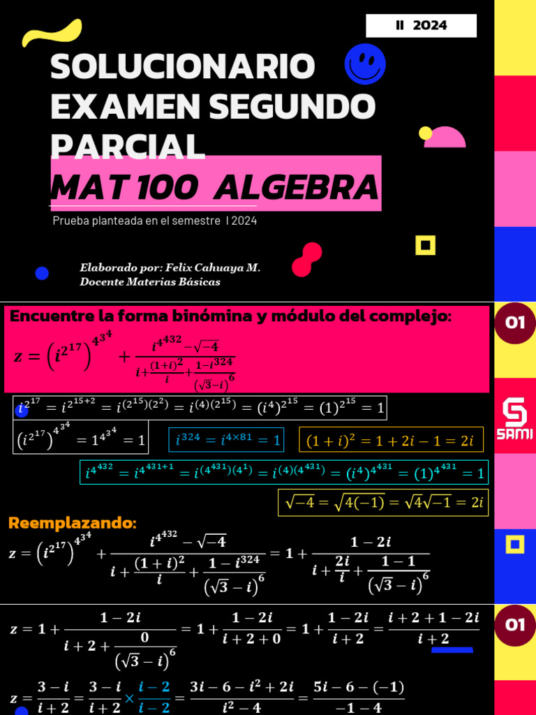 MAT 100 ÁLGEBRA Solucionario 2pparcial | PDF | Matemáticas Aplicadas ...