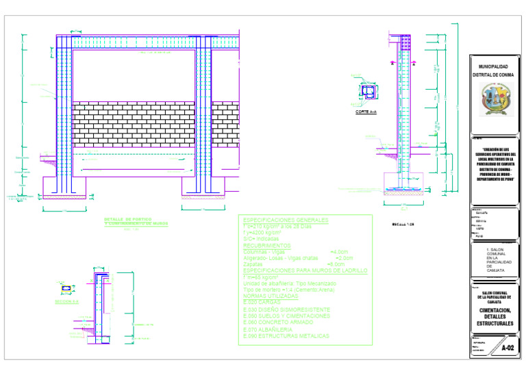 4.PLANO DETTALLE DE MURO | PDF | Fundación (Ingeniería) | edificio