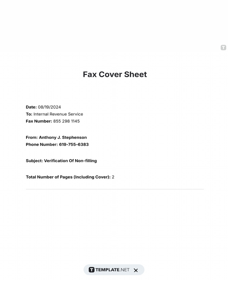 Free Fax Cover Sheet Template | PDF