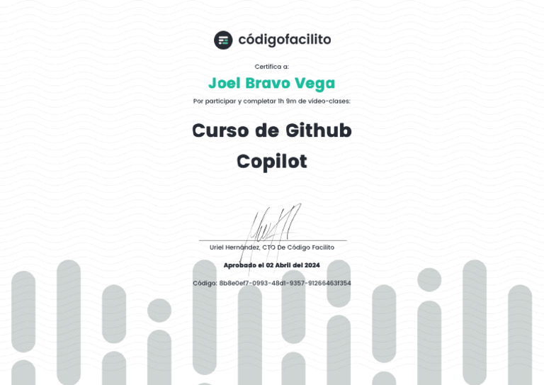 Certificado - Curso de Github Copilot | PDF | Hogar y jardín | Tecnología e ingeniería