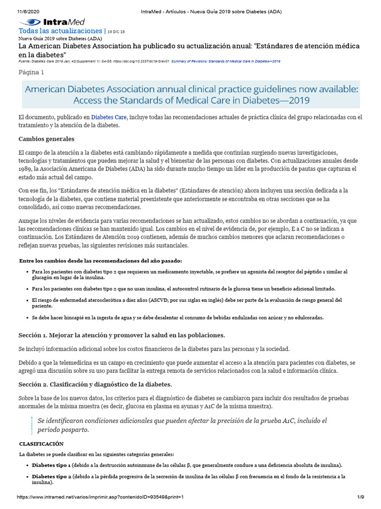 Guía 2019 de la ADA sobre Diabetes | PDF | Diabetes | Obesidad