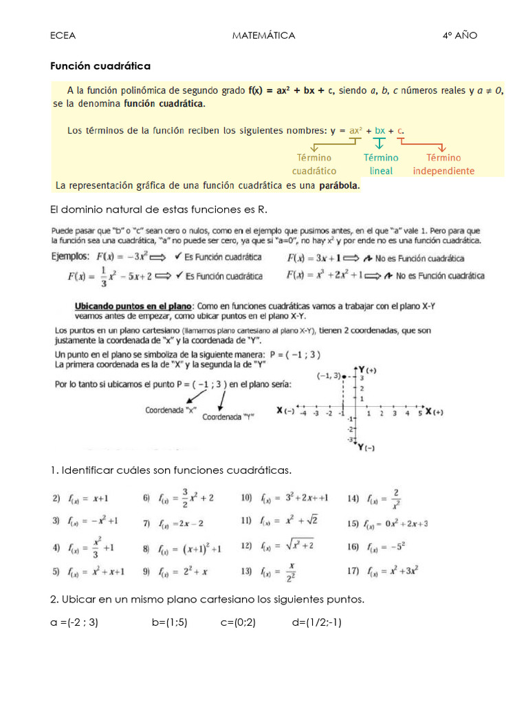 Función Cuadrática | PDF