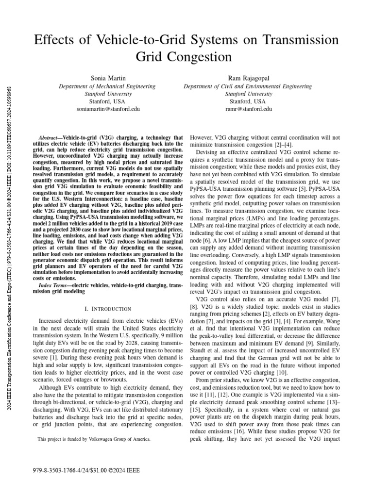 Effects of Vehicle-to-Grid Systems On Transmission Grid Congestion ...