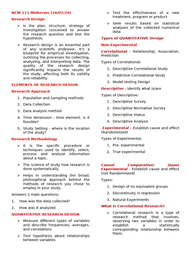 NCM 111 Midterms | PDF | Methodology | Experiment NCM 111 Midterms | PDF | Methodology | Experiment