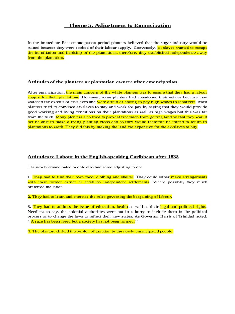Post-Emancipation Sugar Industry Challenges | PDF | Plantation | Slavery