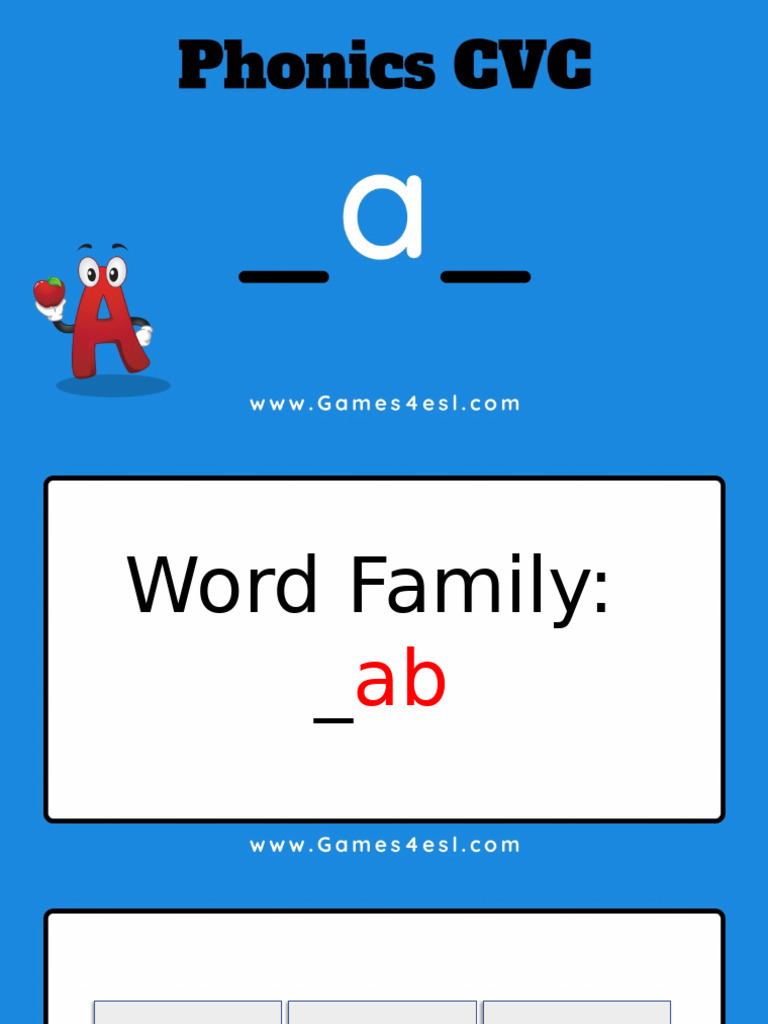 Word Family: _ab Variations | PDF