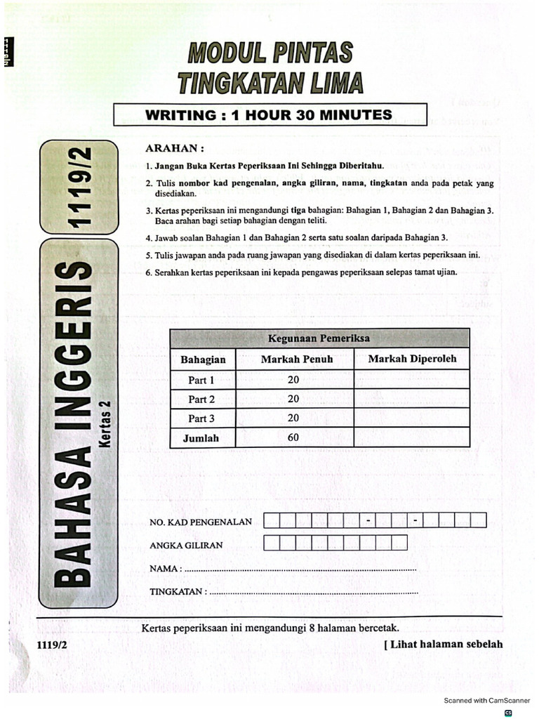 Bahasa Inggeris K2 Set 3 Selangor 2023 | PDF