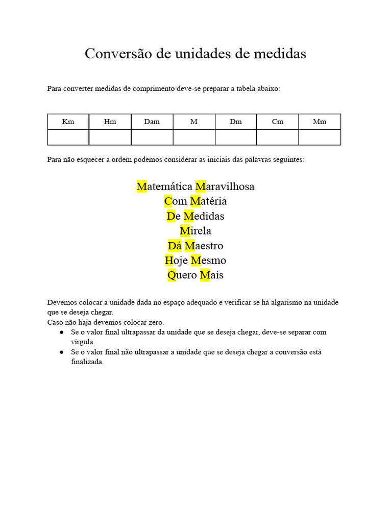 Conversão de Unidades de Medidas | PDF