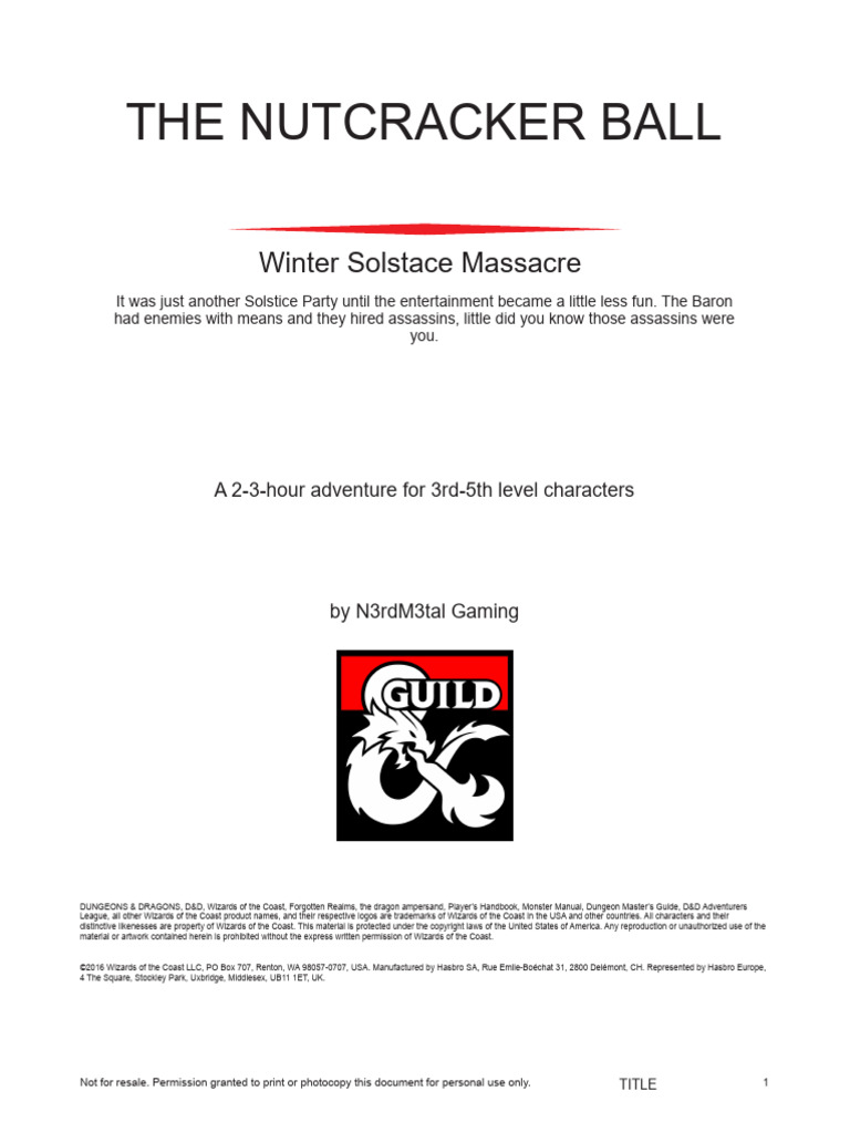 Winter Solstice Assassins Adventure | PDF | Wizards Of The Coast ...