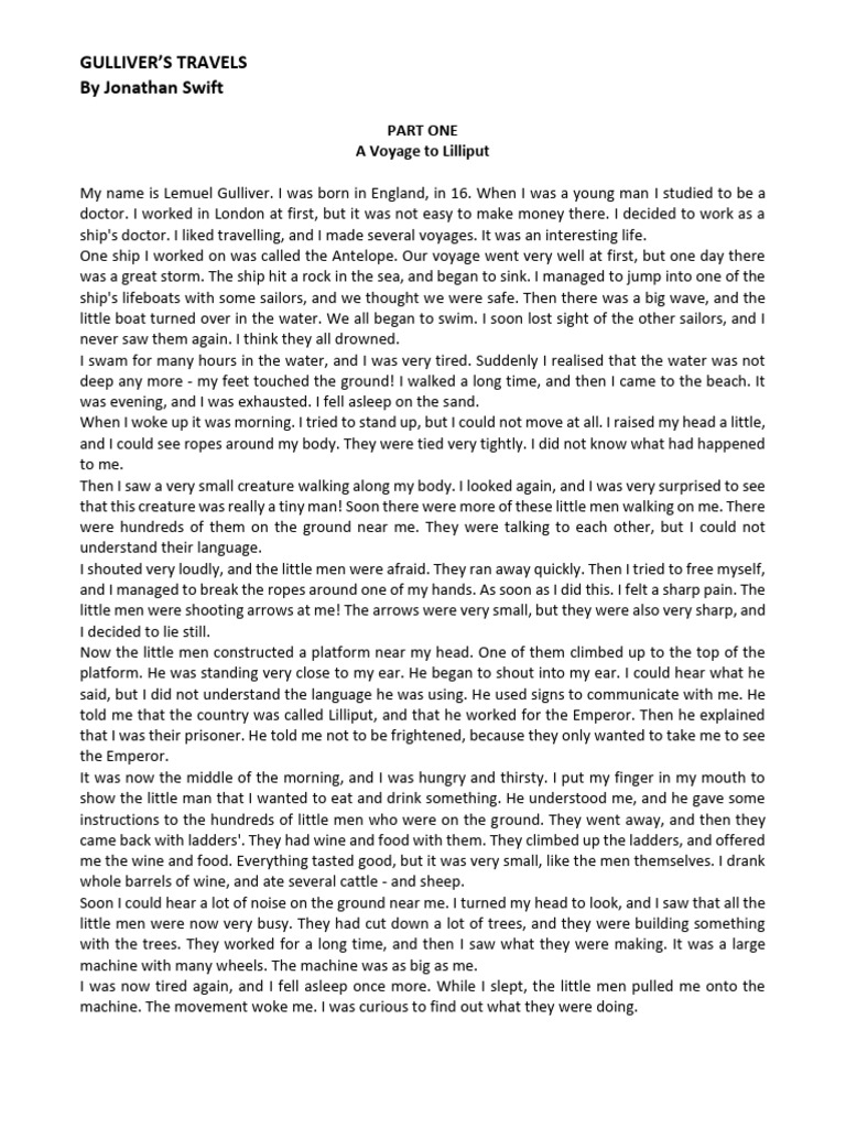 INTERMEDIATE 4 - Gulliver's Travels by Jonathan Swift | PDF