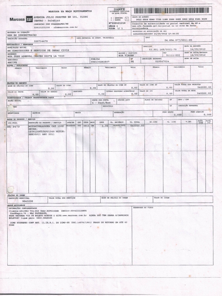 Nota Fiscal Mmo-6666 | PDF