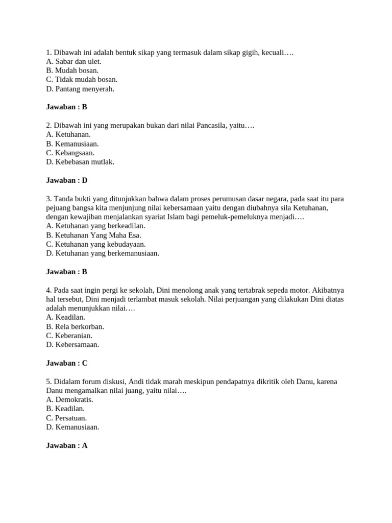 Soal Kelas 6 PKN Abi | PDF