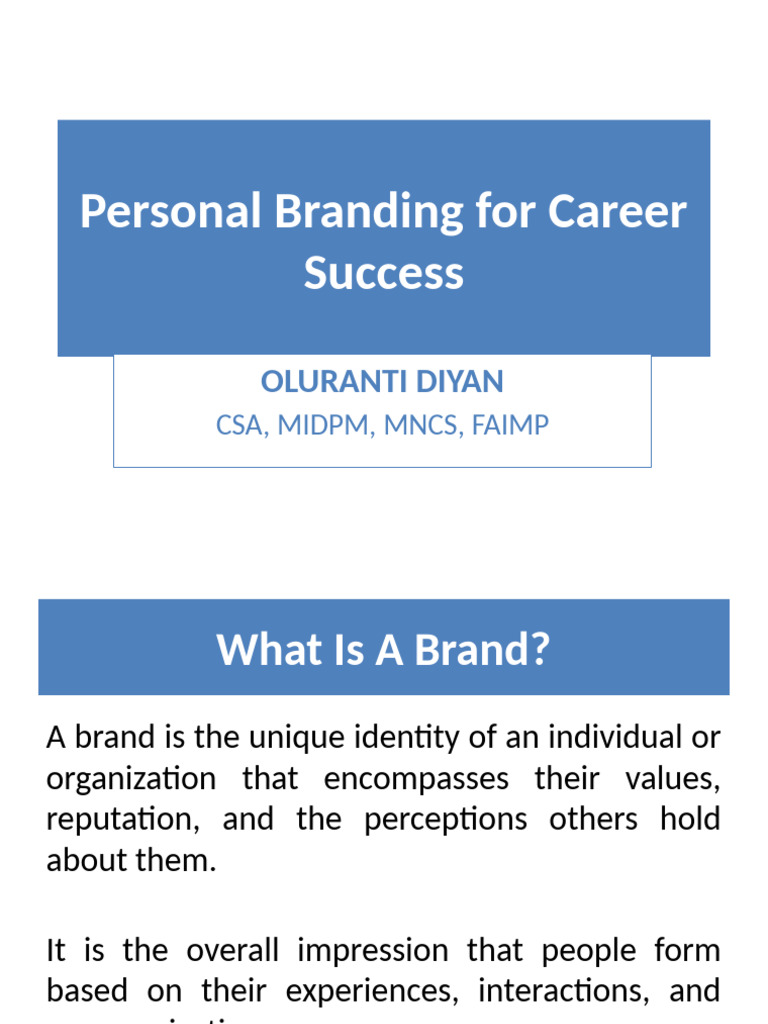 Personal Branding for Career Success | PDF | Brand | Credibility