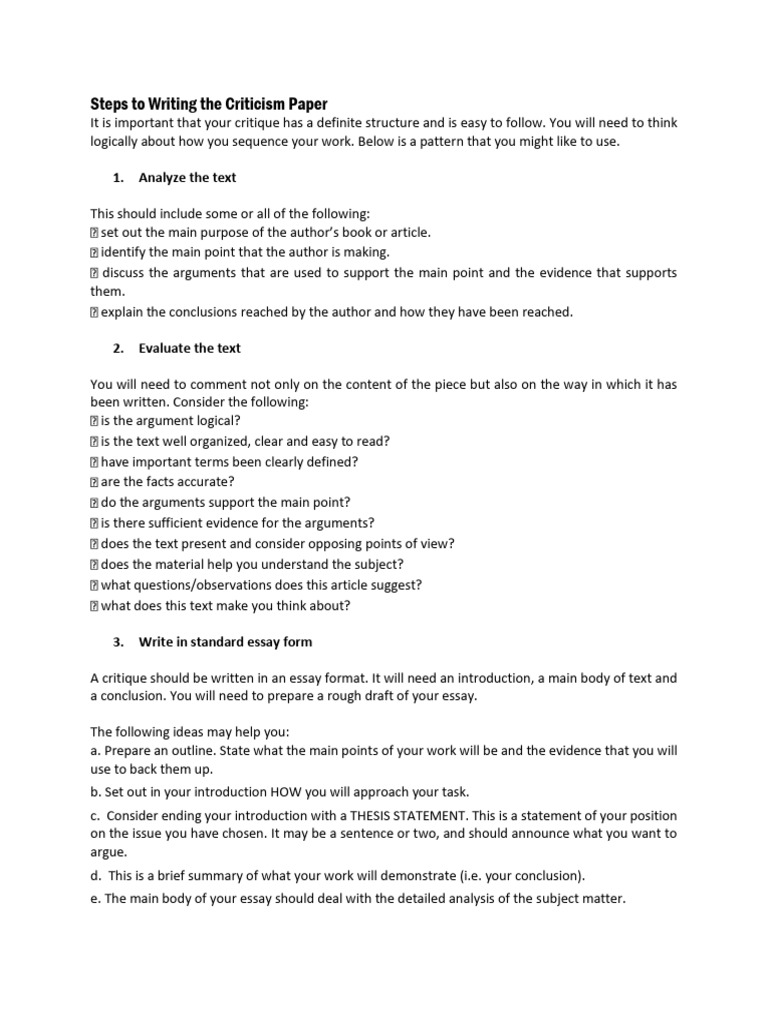 Criticism Paper Guidelines | PDF | Essays | Argument