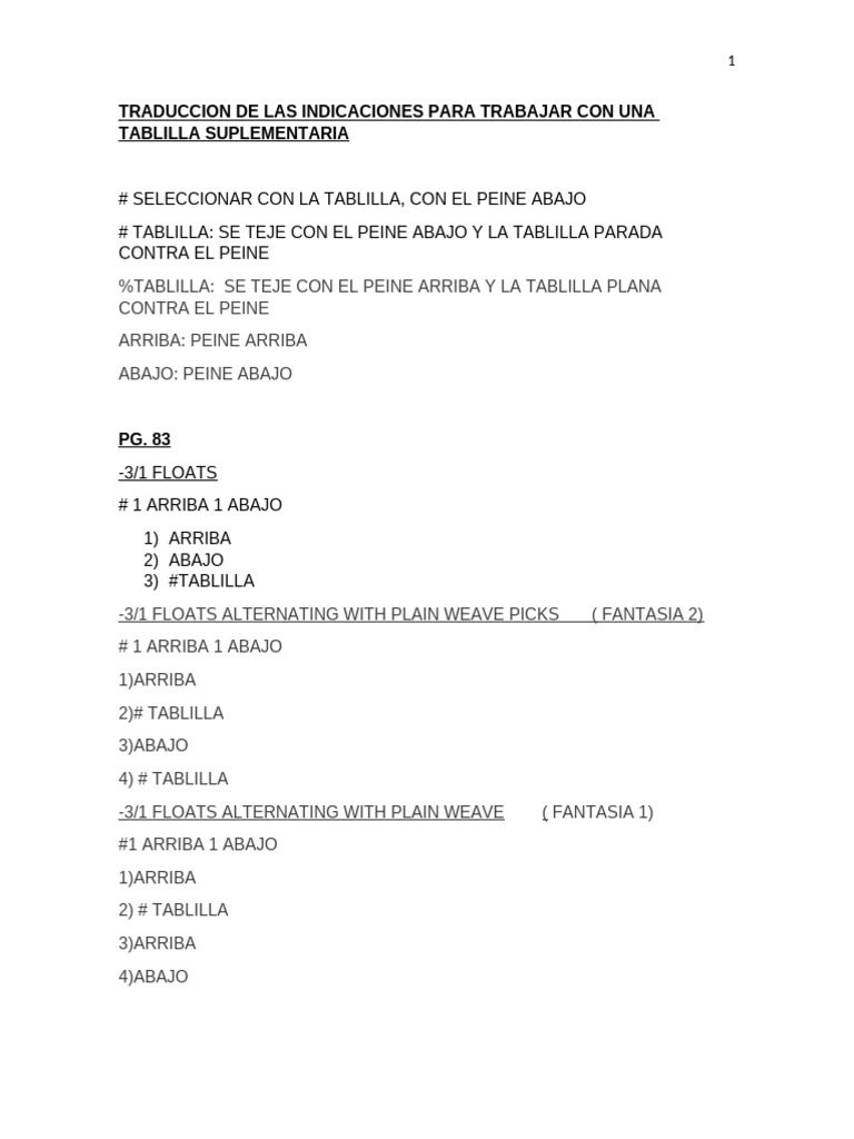 Técnicas de Tejido con Tabilla Suplementaria | PDF