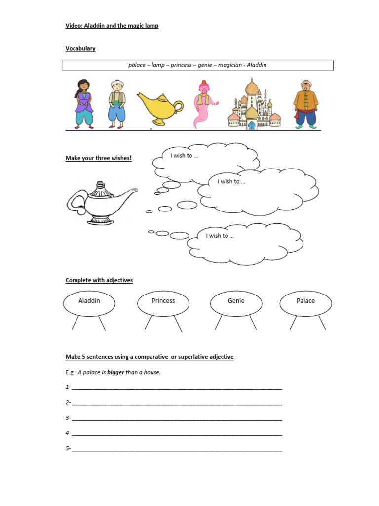 Worksheet - Aladdin | PDF