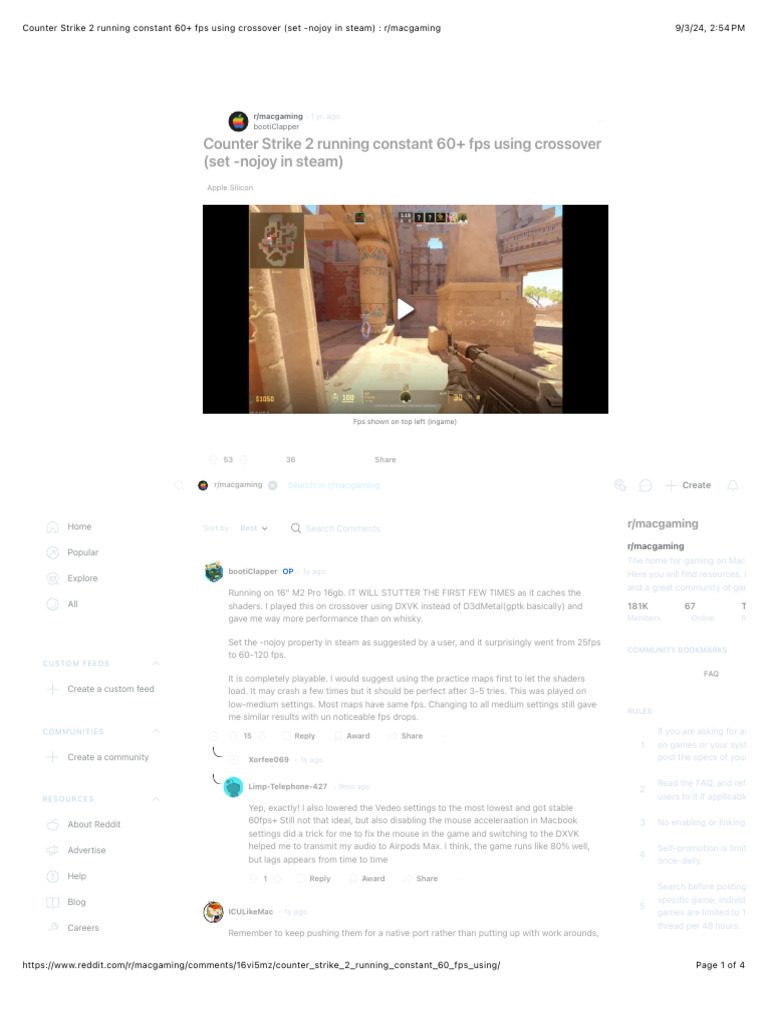 Counter Strike 2 Running Constant 60+ Fps Using Crossover (Set - Nojoy ...