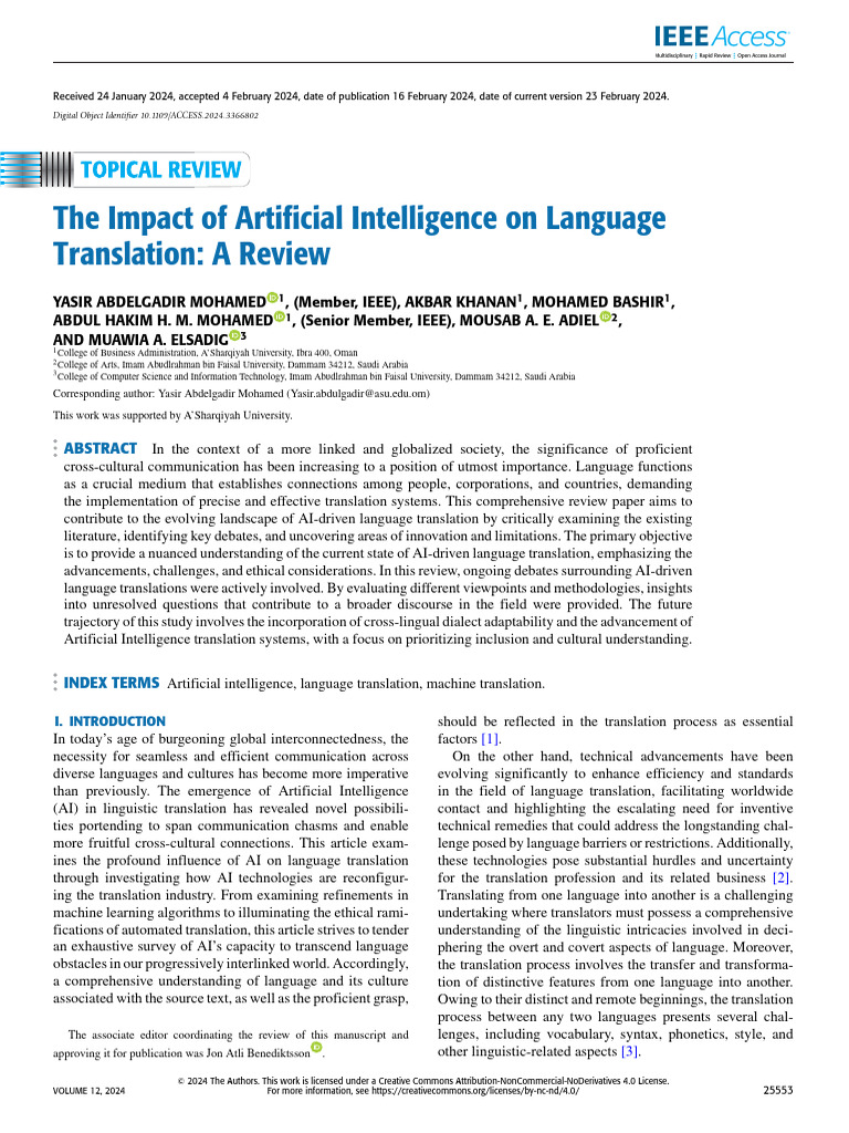 The Impact of Artificial Intelligence on Language Translation a Review | PDF | Artificial ...