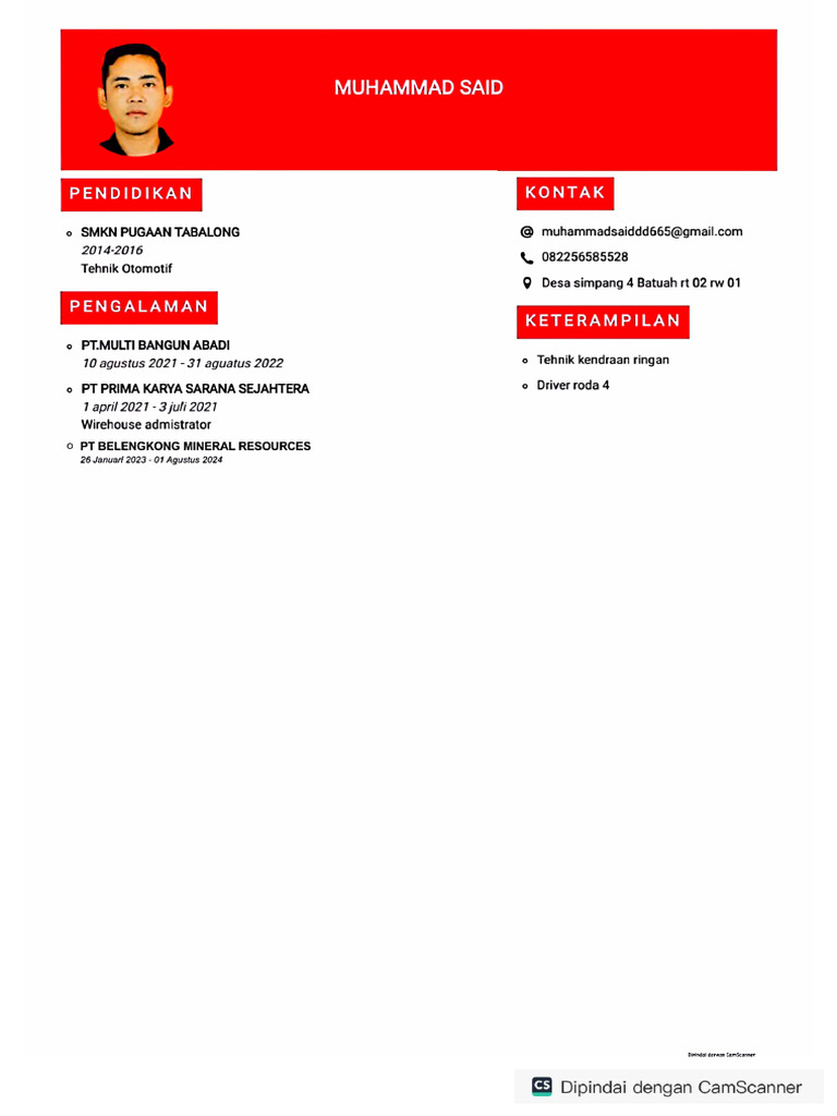 CV Muhammad Said | PDF