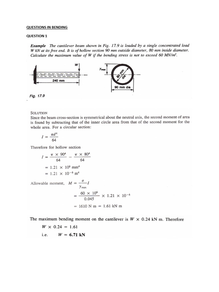 E_QUESTIONS IN BENDING STRESS | PDF