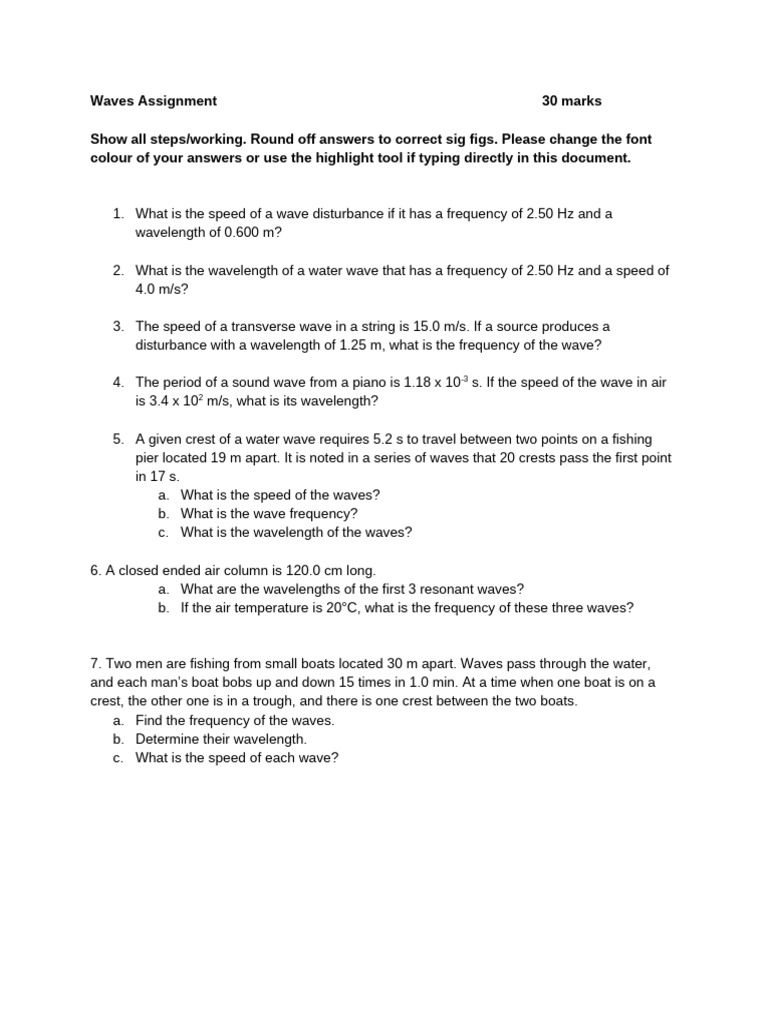 Waves Assignment | PDF
