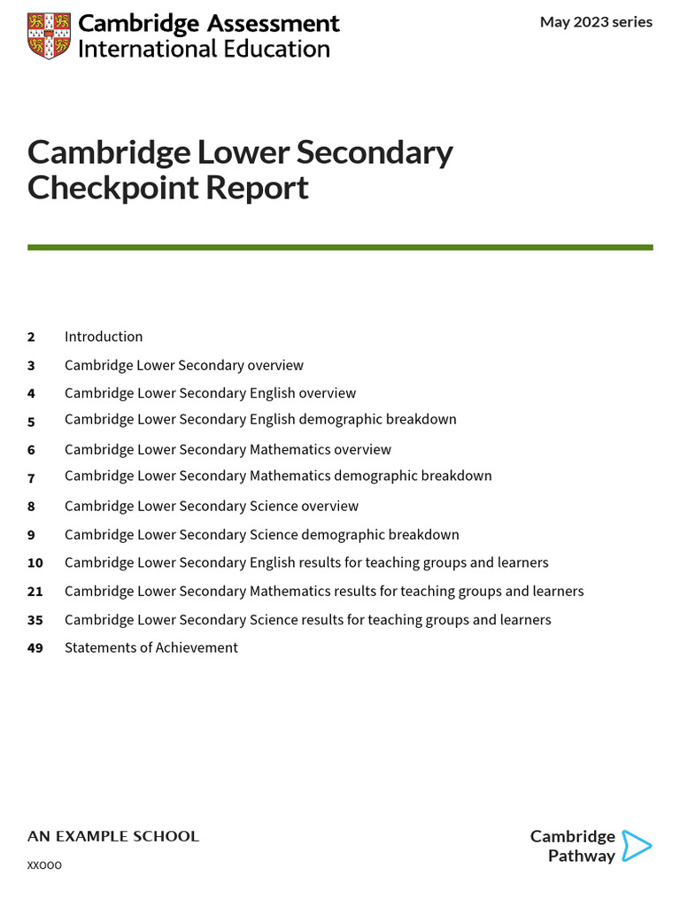 Sample Cambridge Lower Secondary Checkpoint Report - tcm143-683308 ...