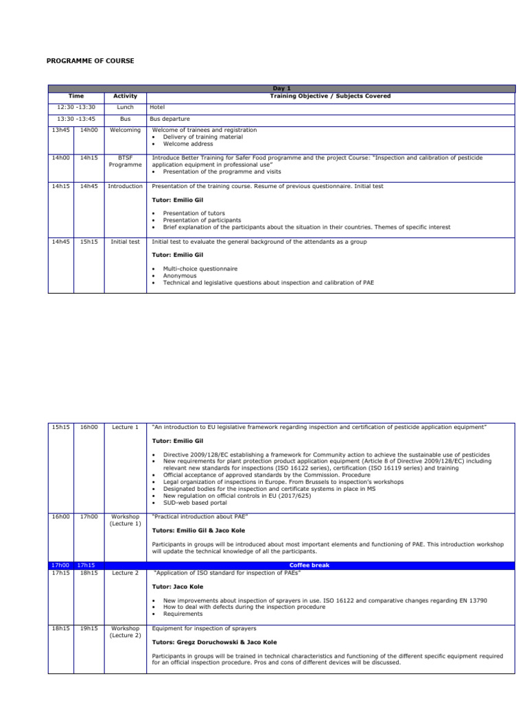 Course Programe - BTSF Pae - Wageningen 2024 | PDF | Agriculture | Risk