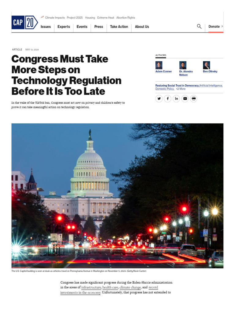 Congress Must Take More Steps On Technology Regulation Before It Is Too ...