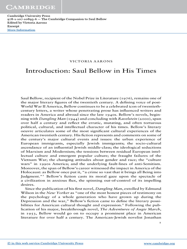 Understanding Saul Bellow's Legacy | PDF