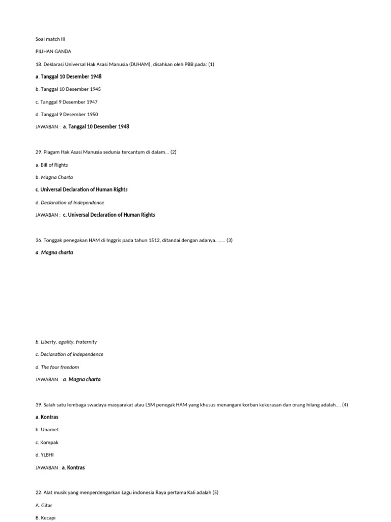 Soal match III | PDF