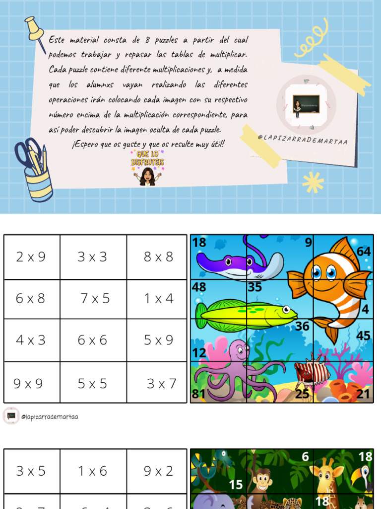 Puzzles de Multiplicaciones para Imprimir | PDF