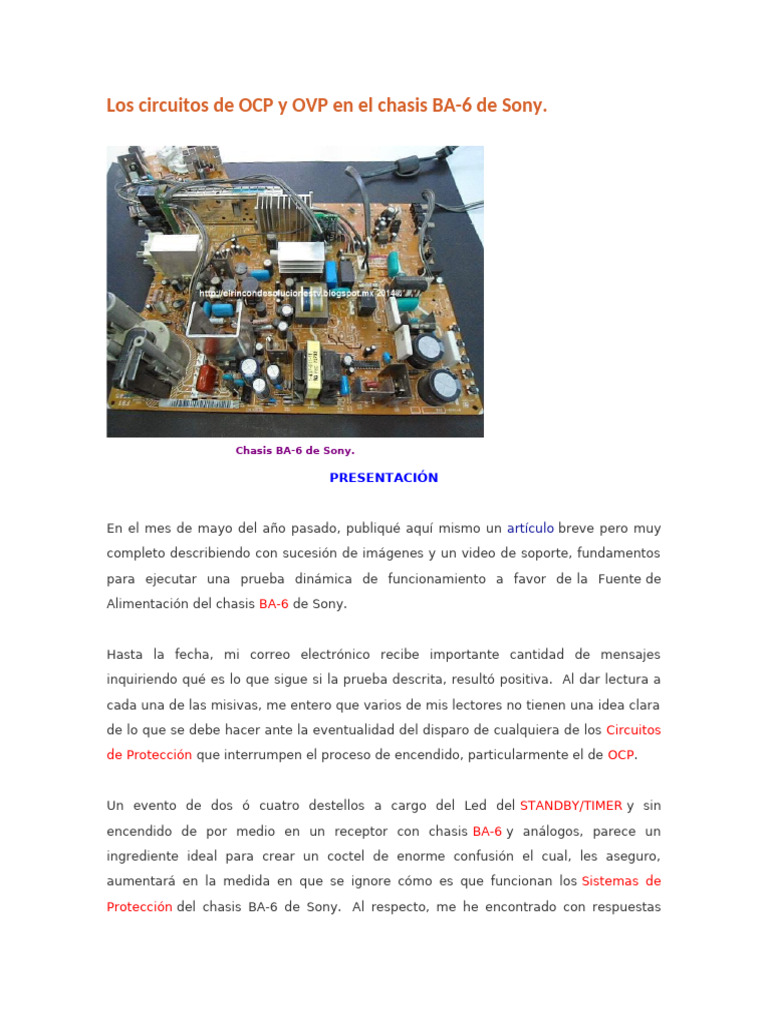 Los Circuitos de OCP y OVP en El Chasis BA | PDF | Red eléctrica ...