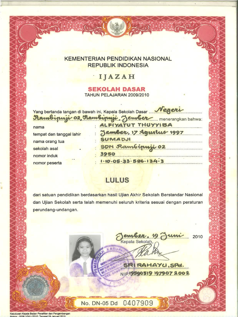 IJAZAH SD | PDF