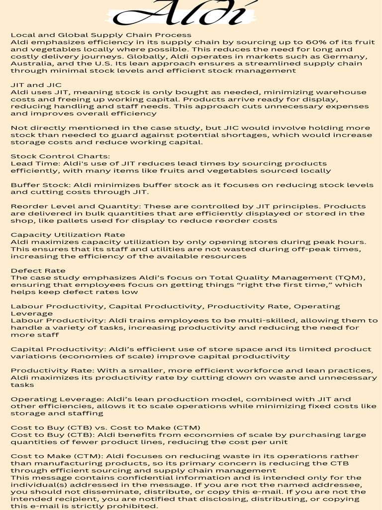 Local and Global Supply Chain Process Aldi Emphasizes Efficiency in Its ...