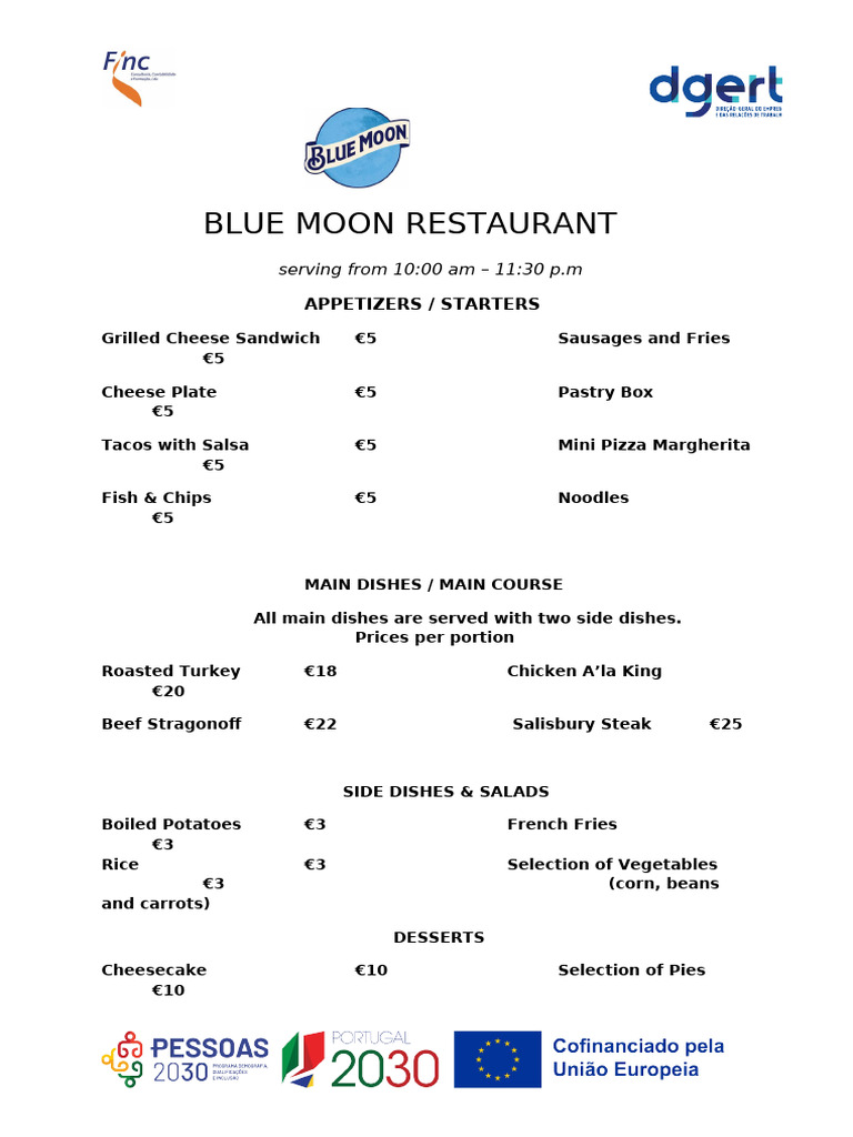 Menus and Prices | PDF