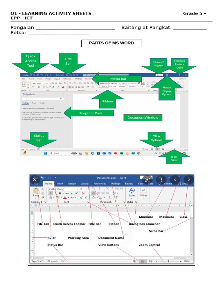 MS Word Parts | PDF | Window (Computing) | Software